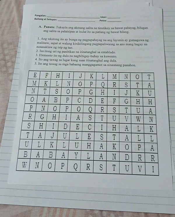 A Panuto Tukuyin ang akmang salita na | StudyX