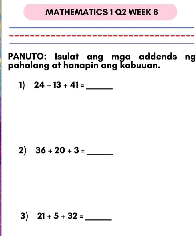 MATHEMATICS 1 Q2 WEEK 8 PANUTO Isulat ang | StudyX