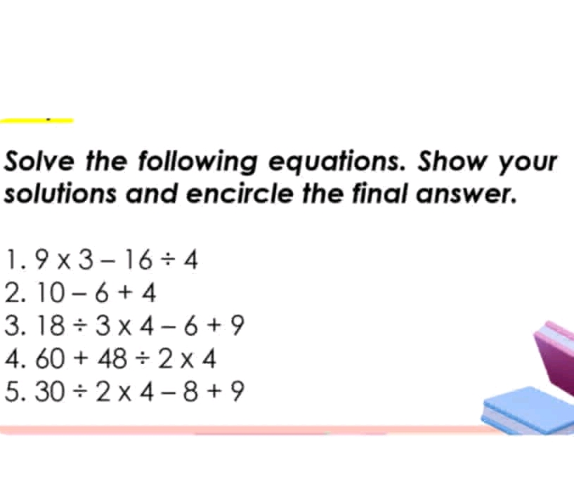 Solve the following equations Show your | StudyX