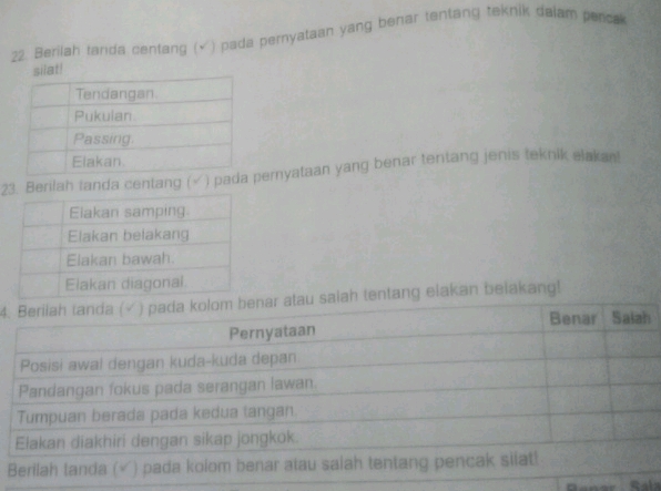 22 Berilah tanda centang () pada pernyataan | StudyX