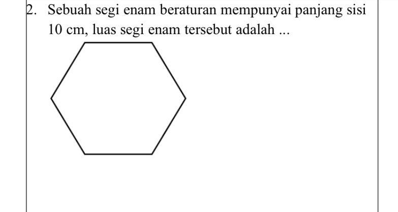 2 Sebuah segi enam beraturan mempunyai | StudyX