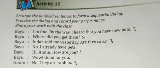 Activity 12 Arrange the jumbled sentences to | StudyX
