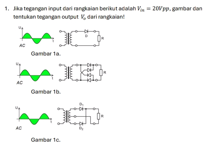 1 Jika tegangan input dari rangkaian berikut | StudyX