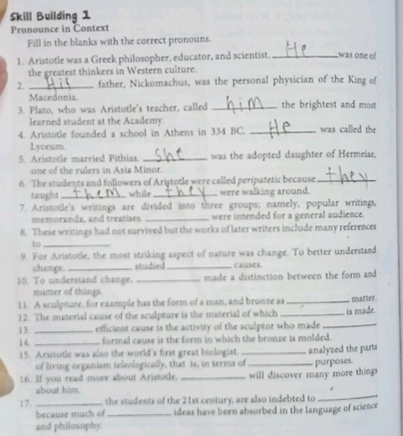 Skill Building 1 Pronounce in Context Fill | StudyX