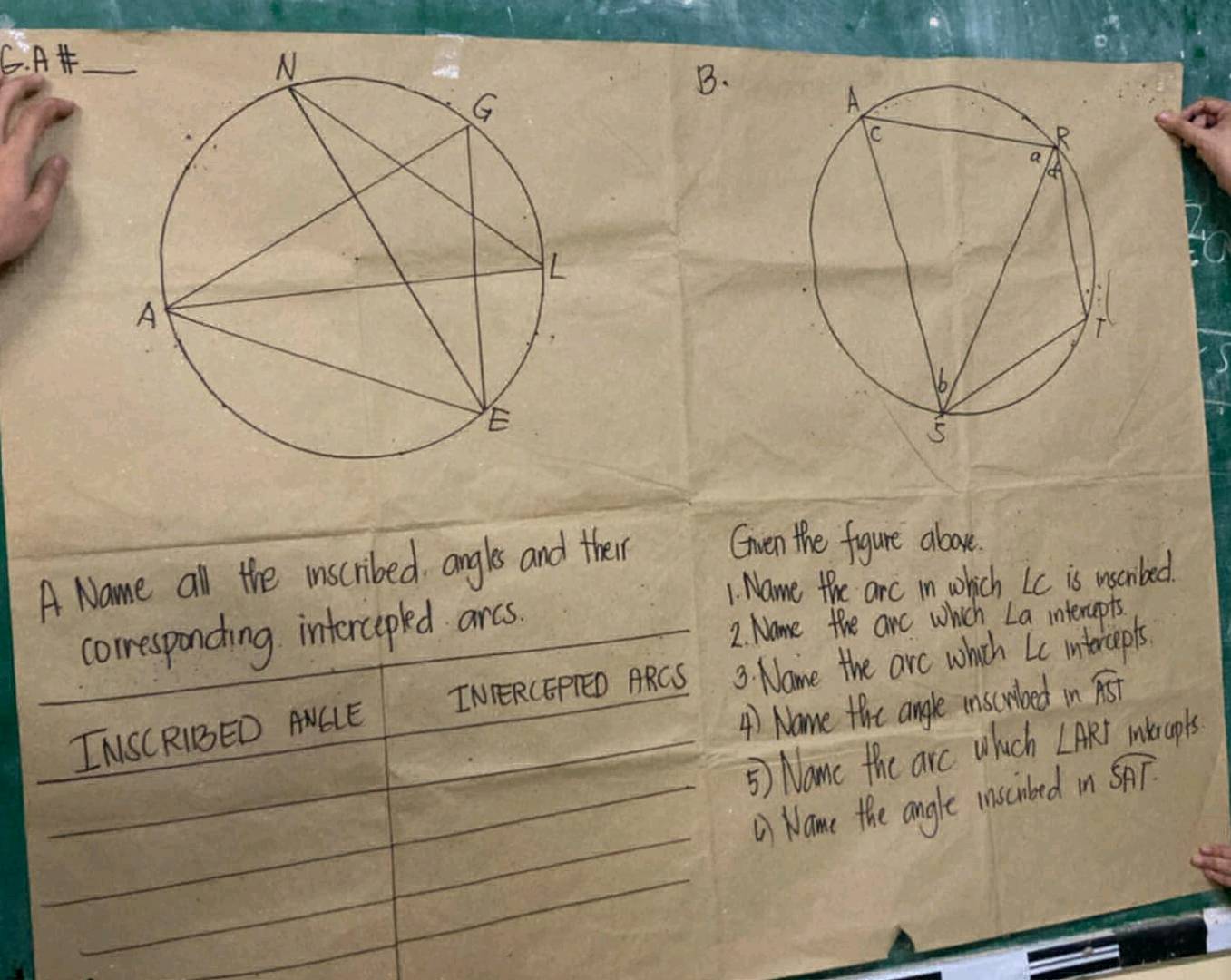 A Name all the inscribed angles and their | StudyX