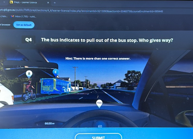 Q4 The bus indicates to pull out of the bus | StudyX