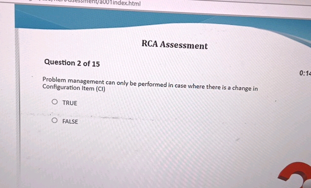 RCA Assessment Question 2 of 15 0 1 Problem | StudyX