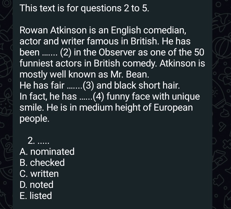 This text is for questions 2 to 5 Rowan | StudyX