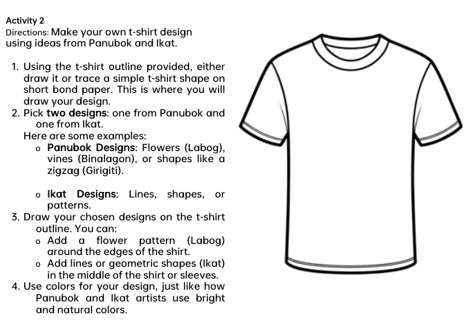 Activity 2 Directions Make your own t-shirt | StudyX