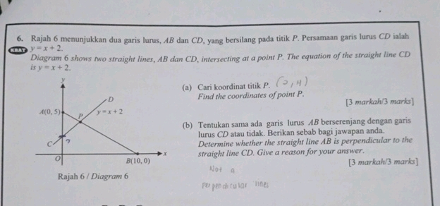 6 Rajah 6 menunjukkan dua garis lurus AB dan | StudyX