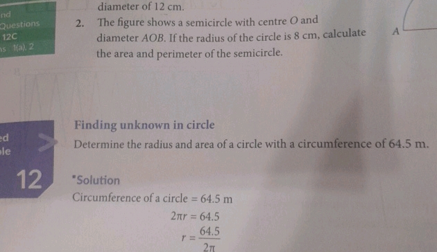 2 The figure shows a semicircle with centre | StudyX