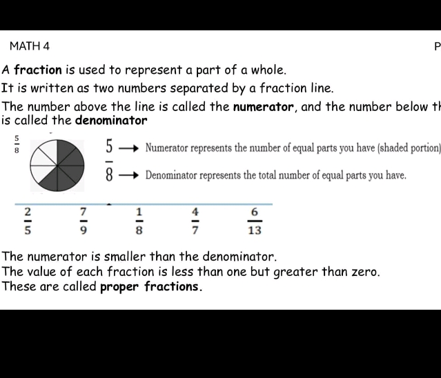 MATH 4 A fraction is used to represent a | StudyX