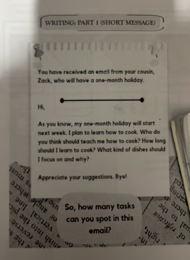 WRITING PART 1 (SHORT MESSAGE) You have | StudyX