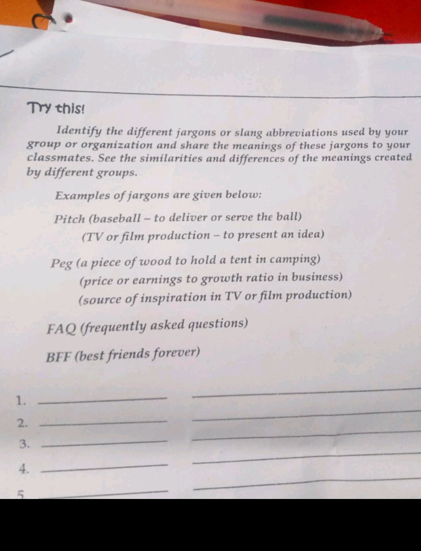 Try this Identify the different jargons or | StudyX