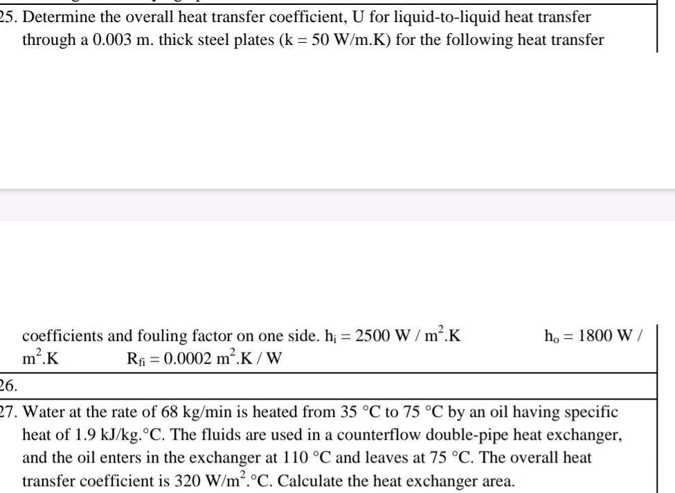 25 Determine the overall heat transfer | StudyX