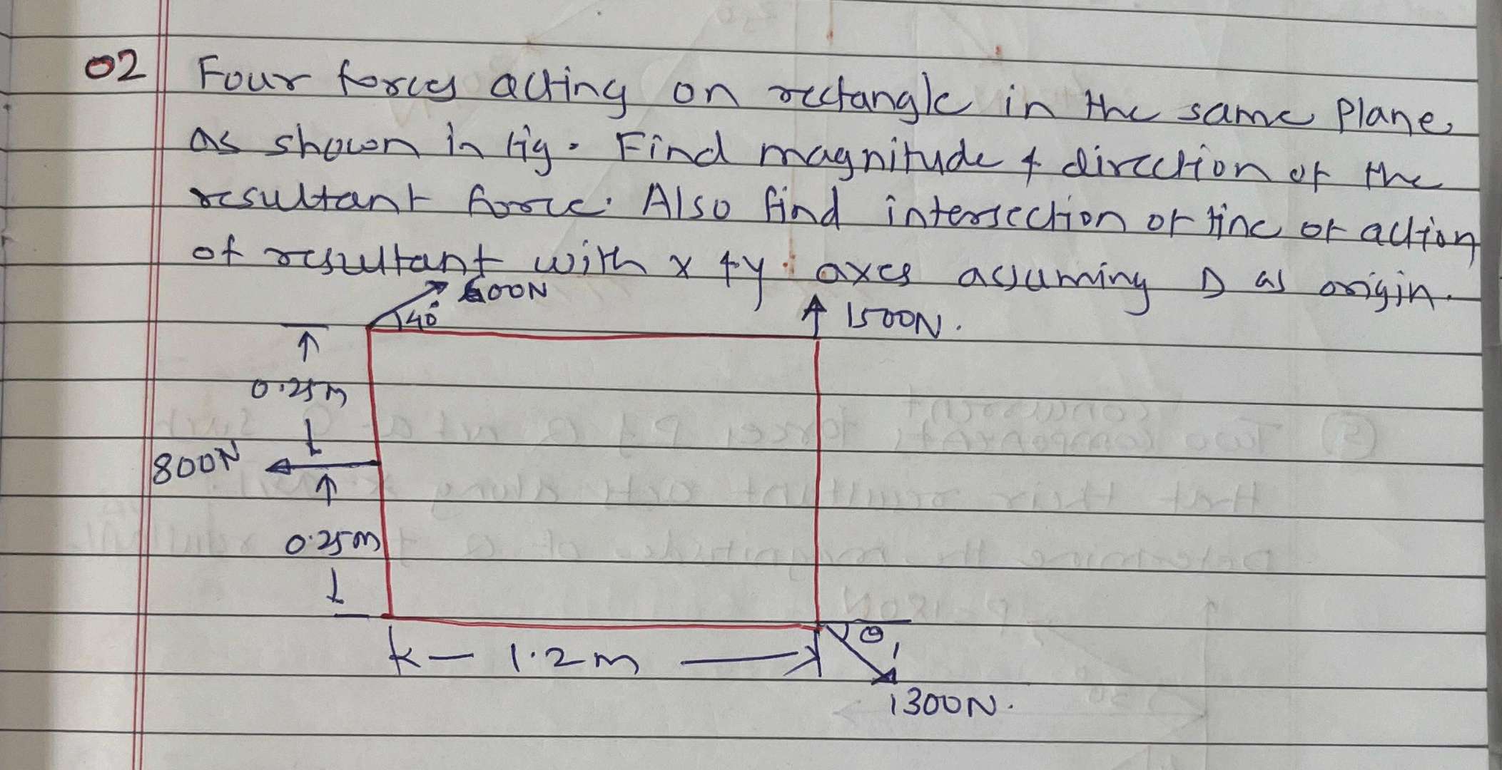 02 Four forces acting on rectangle in the | StudyX