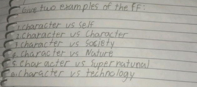 Give two examples of the FF 1character vs | StudyX