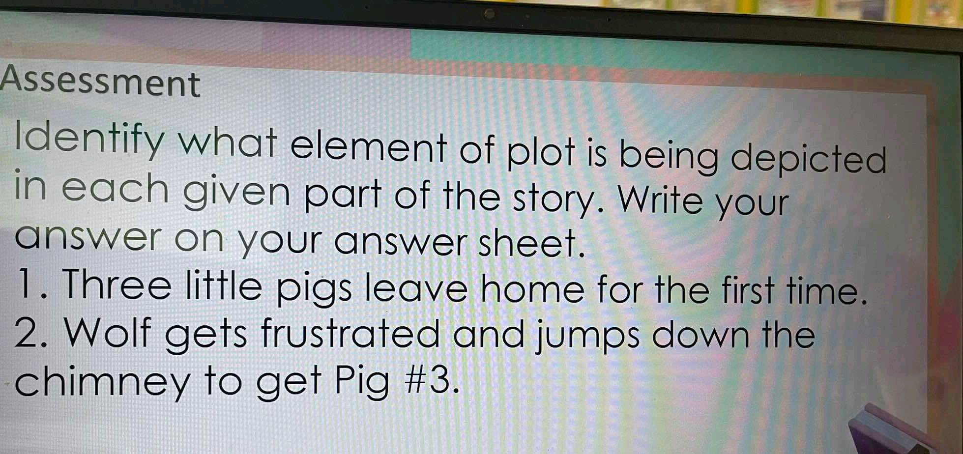 Assessment Identify what element of plot is | StudyX