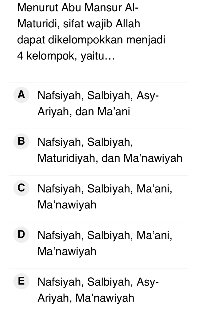 Menurut Abu Mansur Al-Maturidi sifat wajib | StudyX
