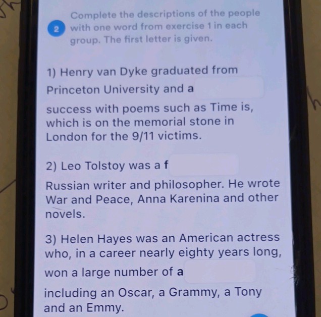 Complete the descriptions of the people with | StudyX