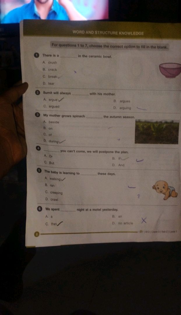 WORD AND STRUCTURE KNOWLEDGE For questiona 1 | StudyX