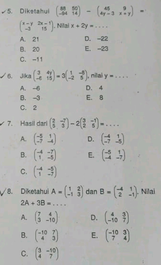 5 Diketahui ( cc88 50 -94 14 )- ( cc45 9 4
