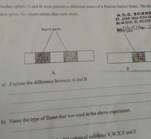 Wooden splints A and B were placed in | StudyX