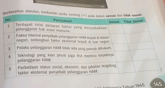 Berdasarkan stimulus berikanlah tanda | StudyX