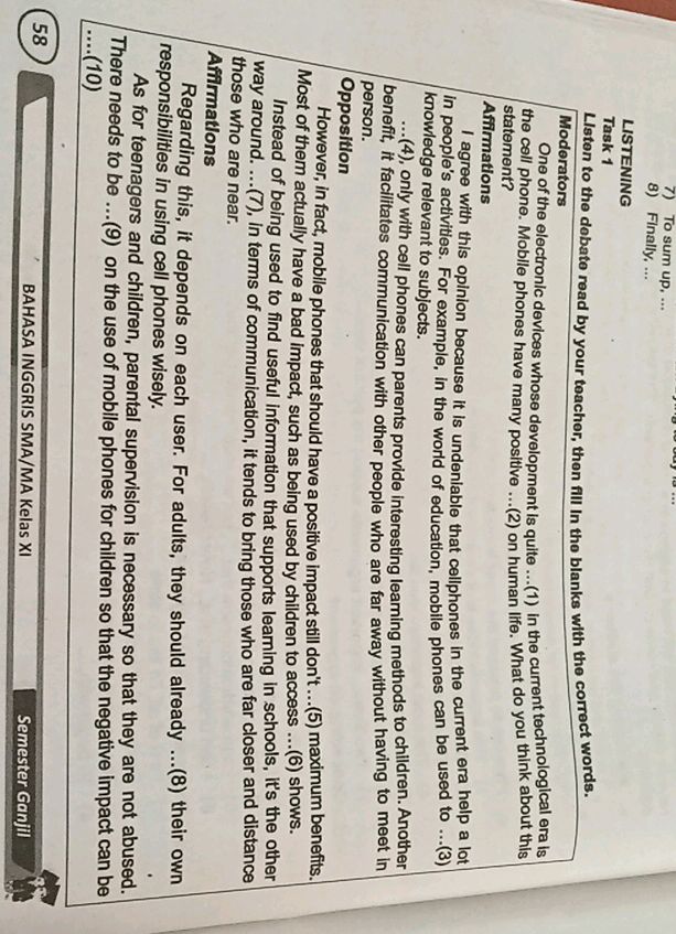 7) To sum up 8) Finally LISTENING Task 1 | StudyX