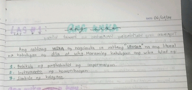 Ang salitang WIKA ay nagsimula sa salitang | StudyX