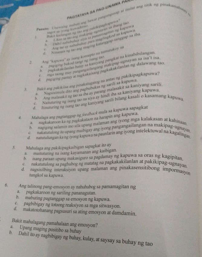 6 Ang talinong pang-emosyon ay nahuhubog sa | StudyX