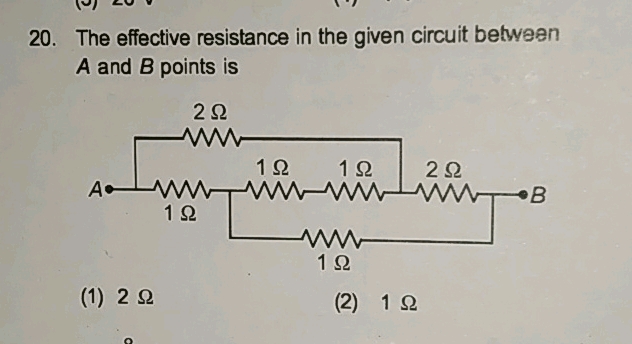 20 The effective resistance in the given | StudyX