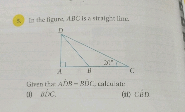 5 In the figure ABC is a straight line D 20 | StudyX