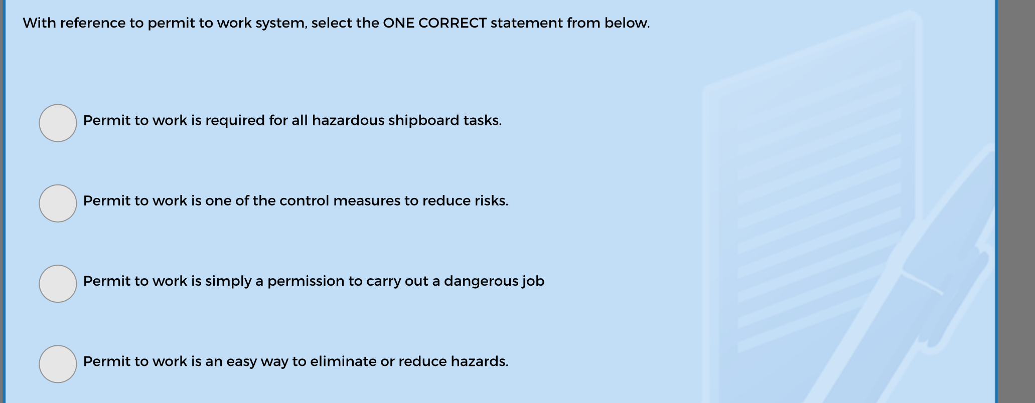 With reference to permit to work system | StudyX