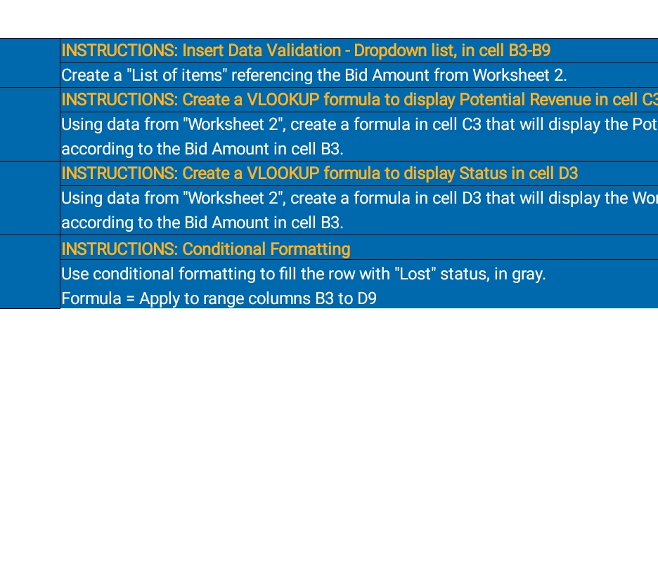INSTRUCTIONS Insert Data Validation - | StudyX