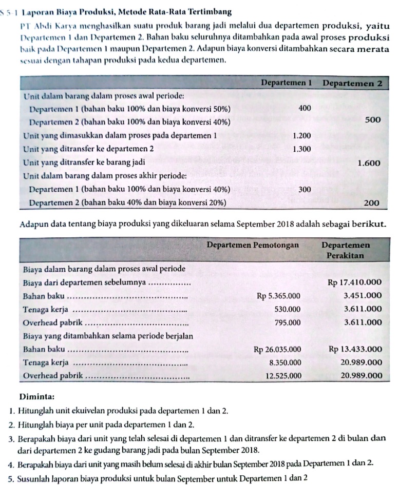 S5-1 Laporan Biaya Produksi Metode Rata-Rata | StudyX