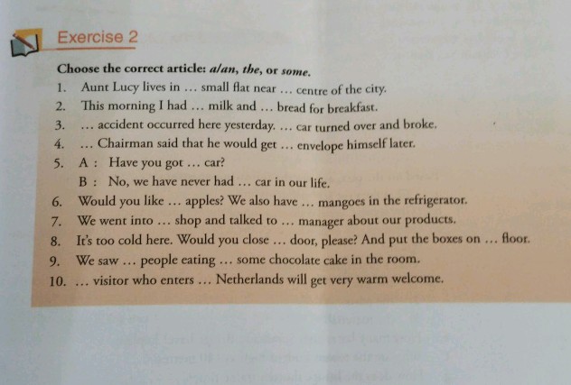 Exercise 2 Choose the correct article alan | StudyX