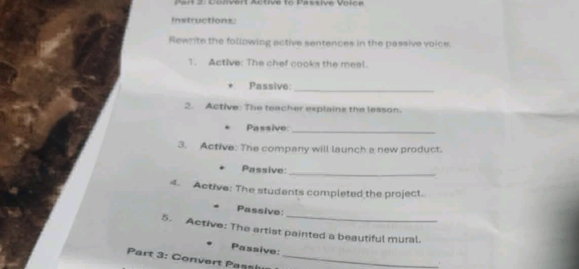 Part 2 Convert Active to Passive Voice | StudyX