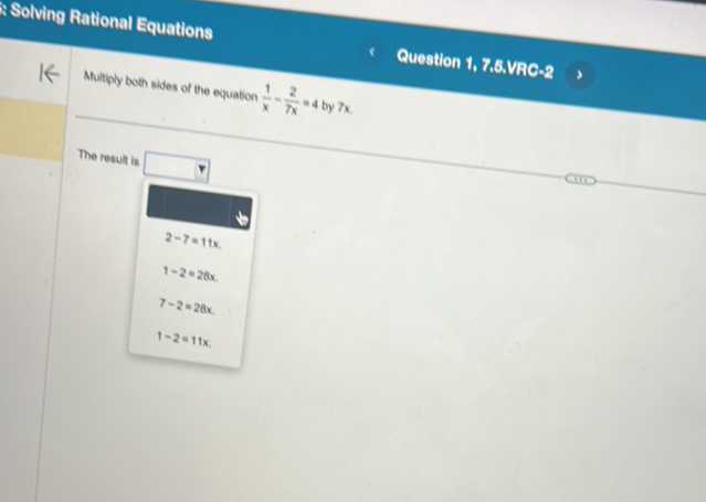 Multiply both sides of the equation 1x - 27x