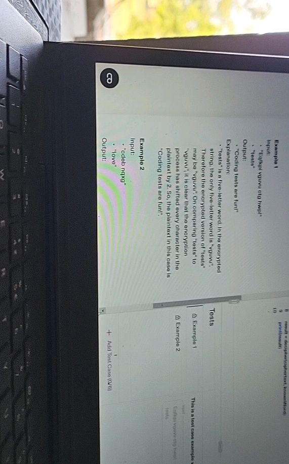 Example 1 Input Eqfkpi vguvu otg hwpl Output | StudyX