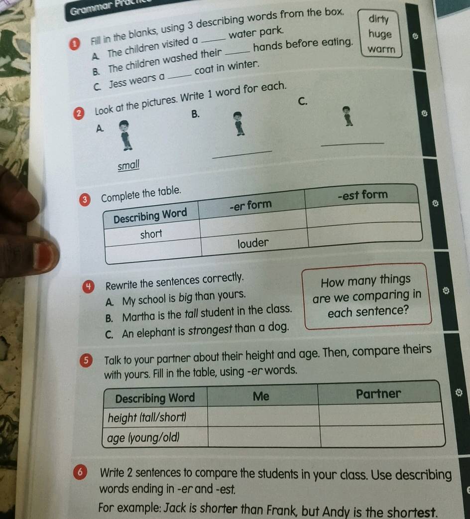 (1) Fill in the blanks using 3 describing | StudyX