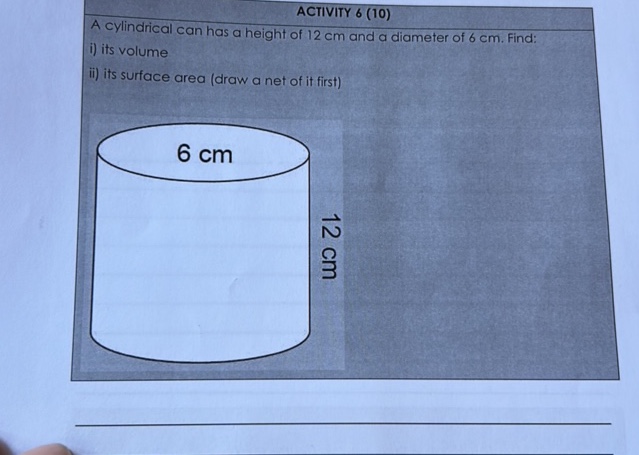 ACTIVITY 6 (10) A cylindrical can has a | StudyX