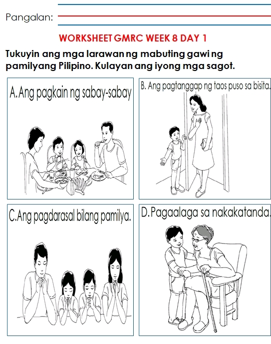 Tukuyin ang mga larawan ng mabuting gawi ng