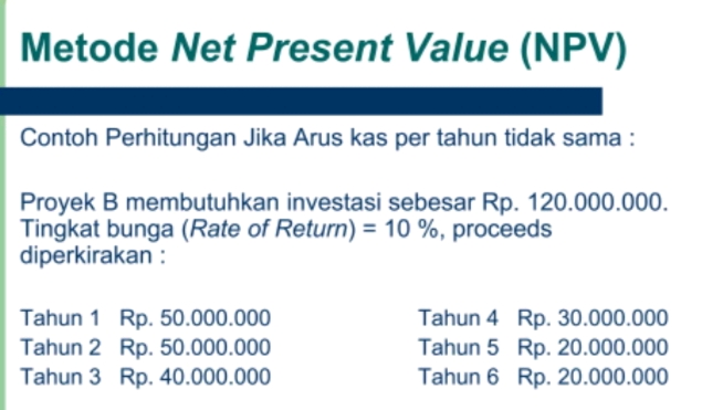 Metode Net Present Value (NPV) Contoh | StudyX