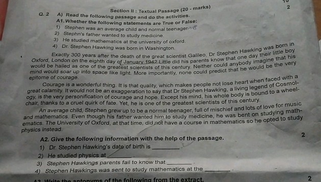 Section II Textual Passage (20 - marks) Q 2 | StudyX