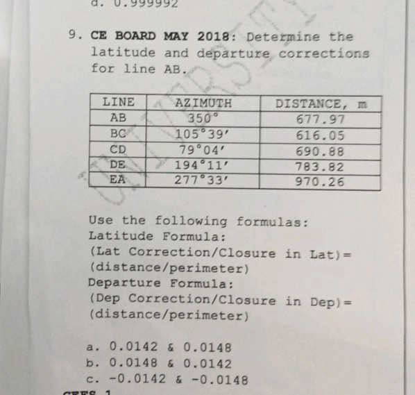 9 CE BOARD MAY 2018 Determine the latitude | StudyX