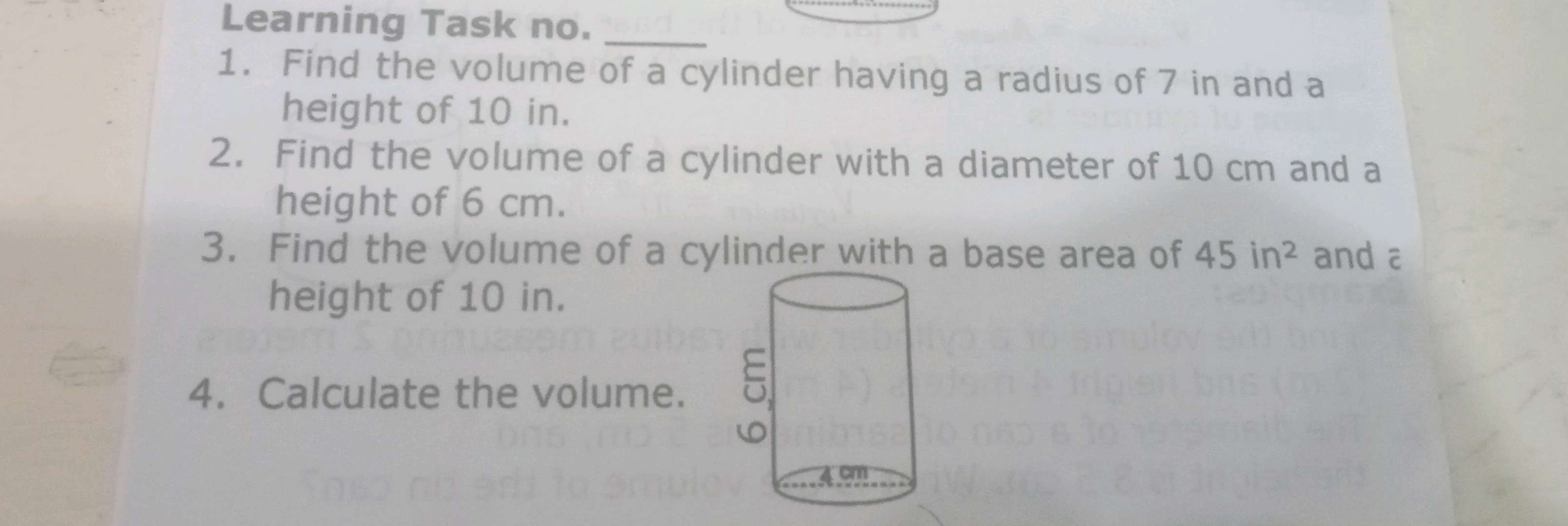 Learning Task no 1 Find the volume of a | StudyX