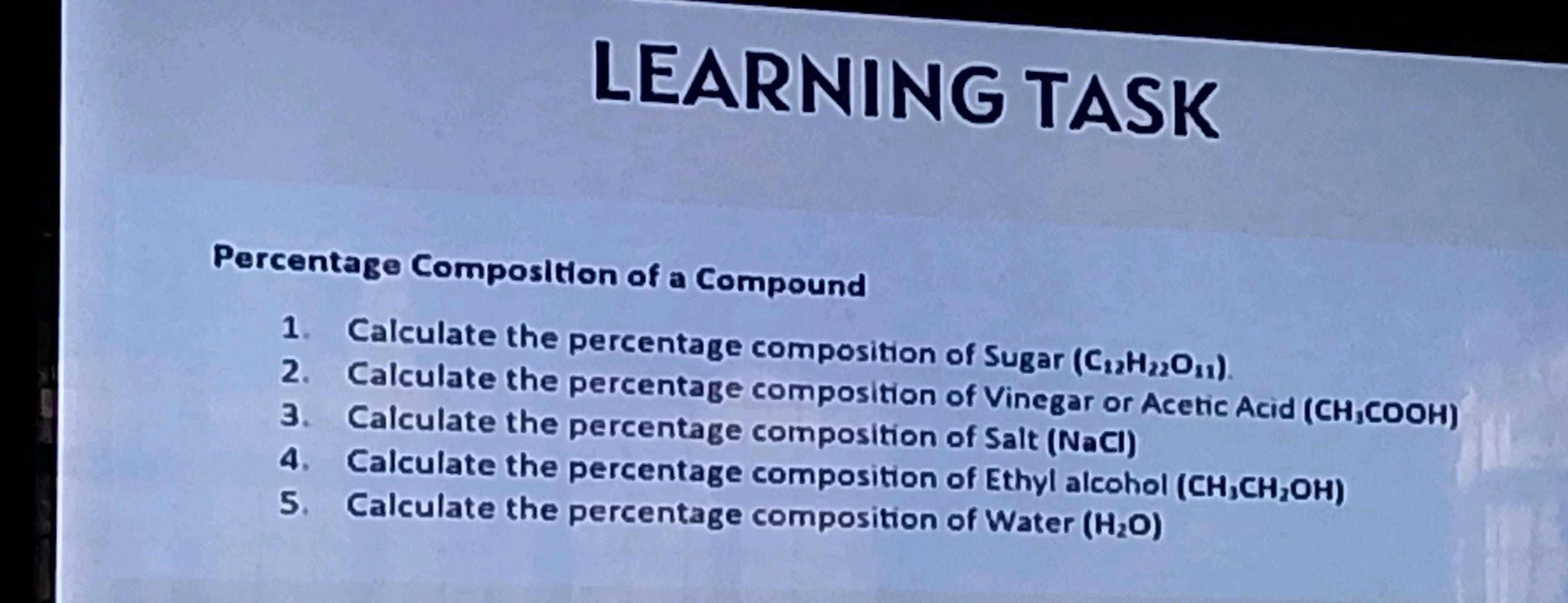 LEARNING TASK Percentage Composition of a | StudyX