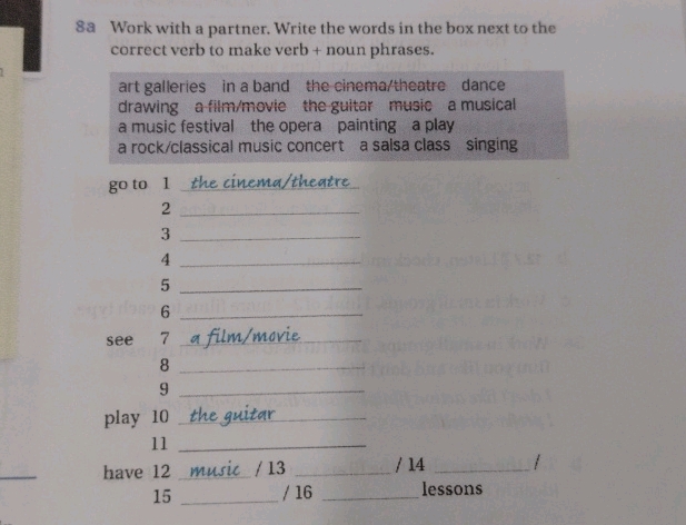 8a Work with a partner Write the words in | StudyX