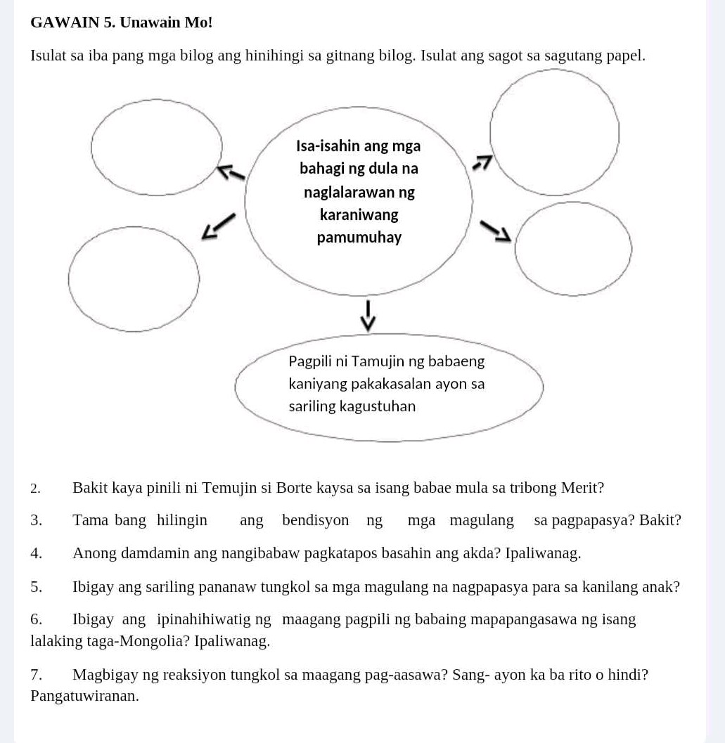 GAWAIN 5 Unawain MoIsulat sa iba pang mga | StudyX